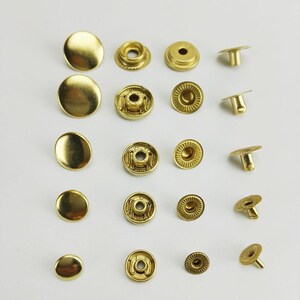 Solid Brass Round S Spring Snap Button 8 10 12 15 Mm Tich Fastener ...