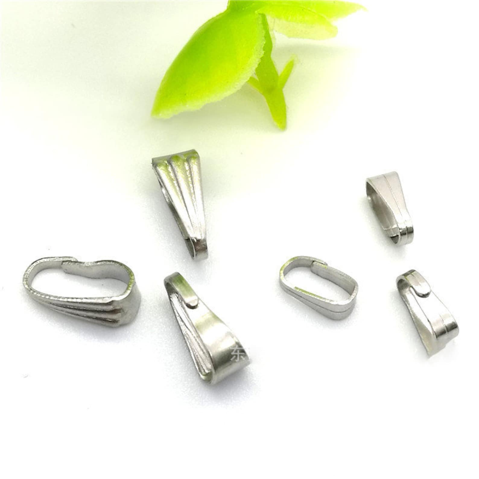 Stainless Steel Plain Snap Bail 6X2.5 9X3.9 Mm Silver Spring Pinch Clip ...