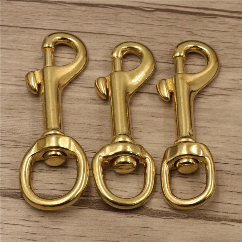 Solid Brass Swivel Eye Bolt Snap Hook Spring Strap Lobster - Etsy