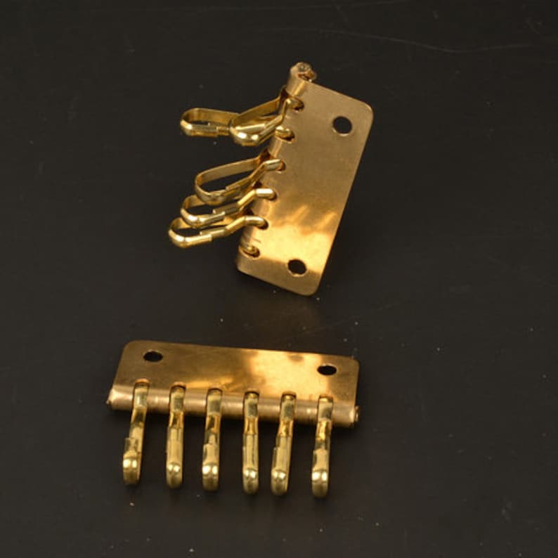 Solid Brass Key Holder Plate 6 Hooks 2 Inch Spring Snap - Etsy