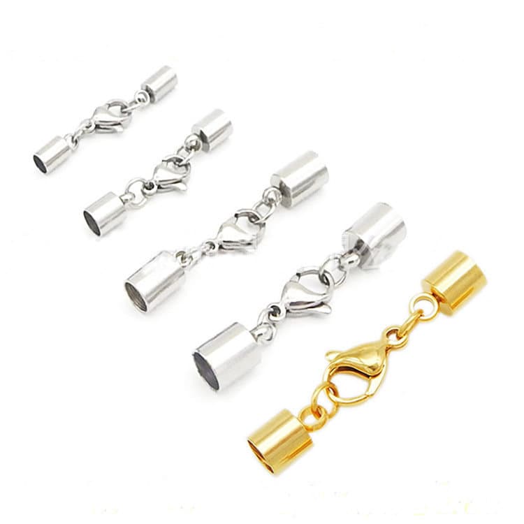 Stainless Leather Cord End Cap With Lobster Claw Clasp Connector ...