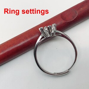 Round Diamond Ring Adjustable Setting 6.5 8 Mm Sterling Silver 925 Six ...