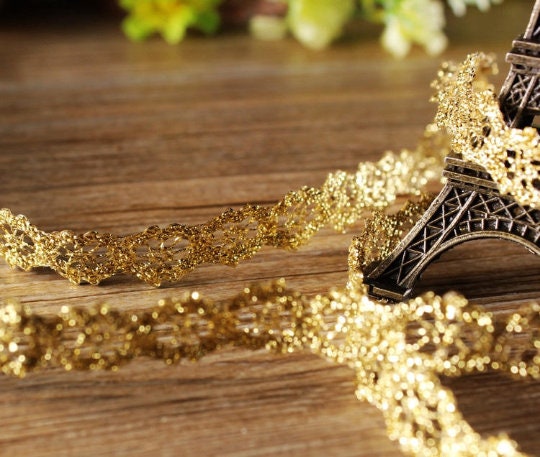 Metallic Gold Lace Edge Trim 1 Cm 3/8 Bridal Ribbon - Etsy