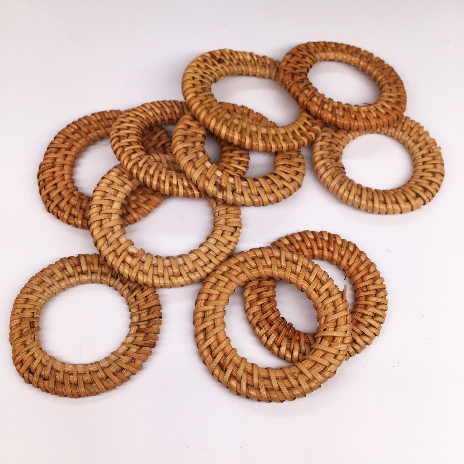 Natural Rattan Wood Earring Hoops Trendy 2021 50mm 2" Round Handmade ...