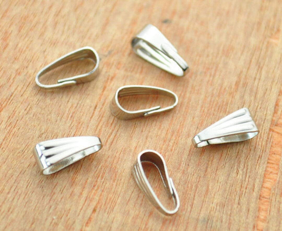 Stainless Steel Plain Snap Bail 6X2.5 9X3.9 Mm Silver Spring Pinch Clip ...