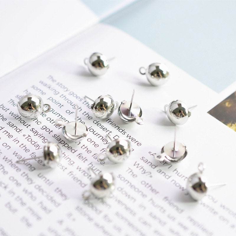 Stud Earring Post Loop 4 6 11mm Dome Half Ball Earstud Pierced | Etsy