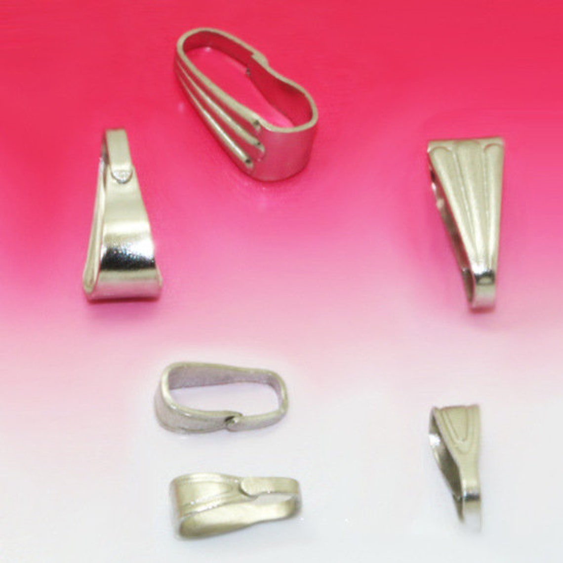 Stainless Steel Plain Snap Bail 6X2.5 9X3.9 Mm Silver Spring Pinch Clip ...