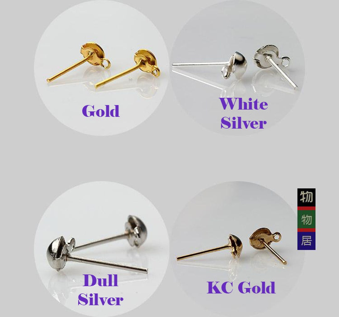 Stud Earring Post Loop 4 6 11mm Dome Half Ball Earstud Pierced Dainty ...