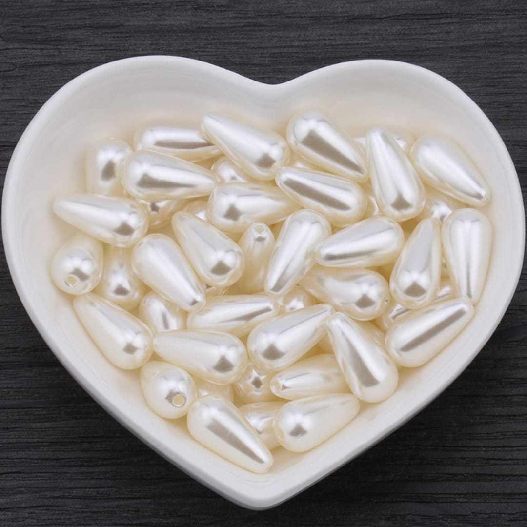 Smooth Shell Pearl Acrylic Teardrop Water Drop Loose Beads 5/7/10/12/15 ...