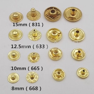 Solid Brass Round S Spring Snap Button 8 10 12 15 Mm Tich Fastener ...