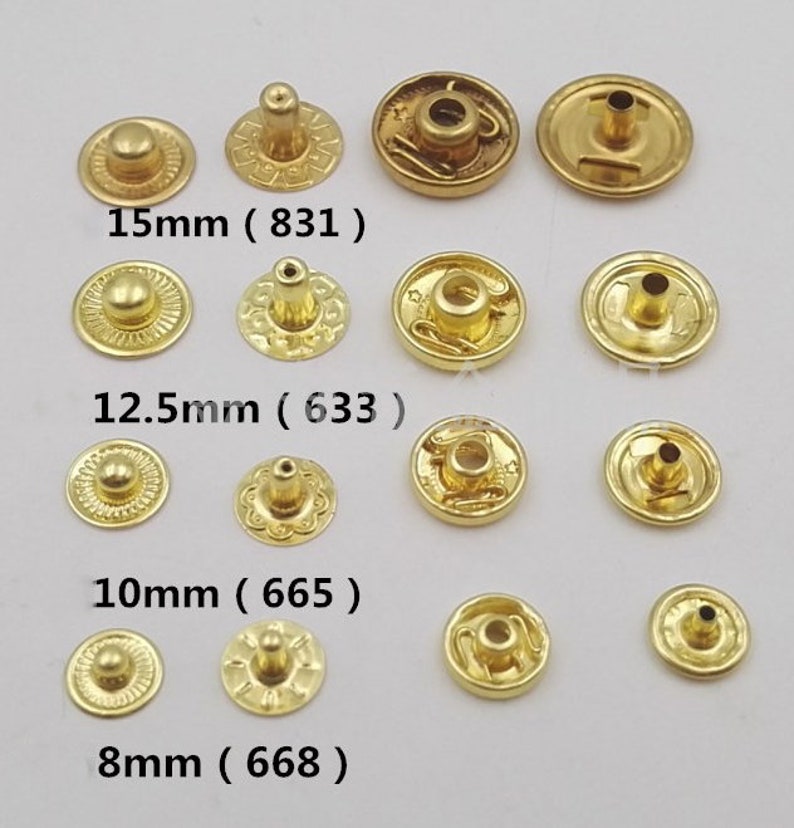 Solid Brass Round S Spring Snap Button 8 10 12 15 mm Tich | Etsy
