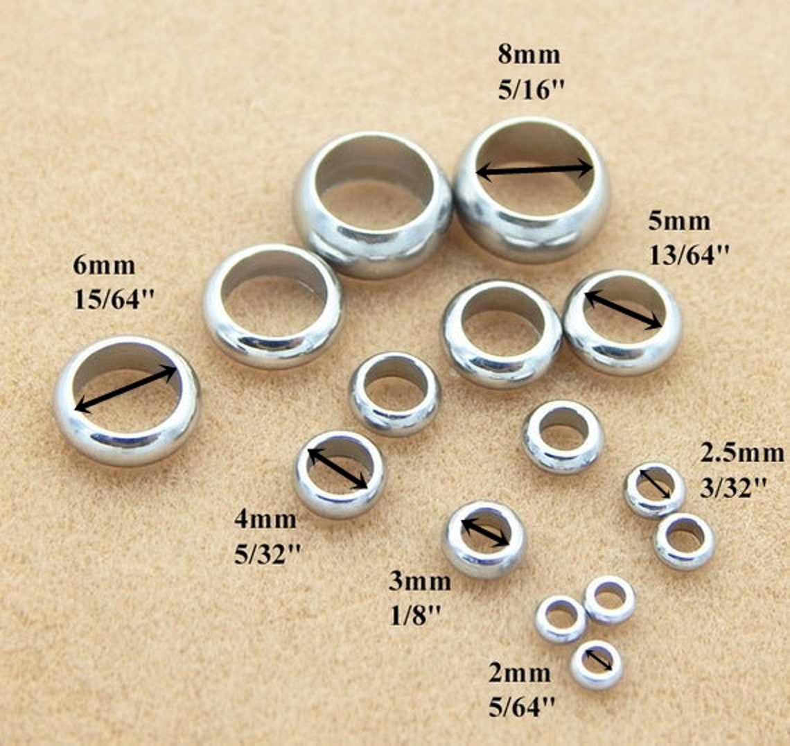 Stainless Large Hole Spacer Beads Surgical Steel Grey Silver - Etsy