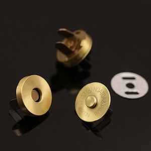 Raw Solid Brass Magnetic Snap With Prongs 18mm Round Closure Fastener ...