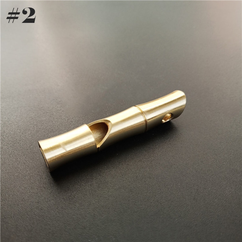 Solid Brass Pocket Whistle Fob Pendant Key Ring Keychain Outdoor EDC ...