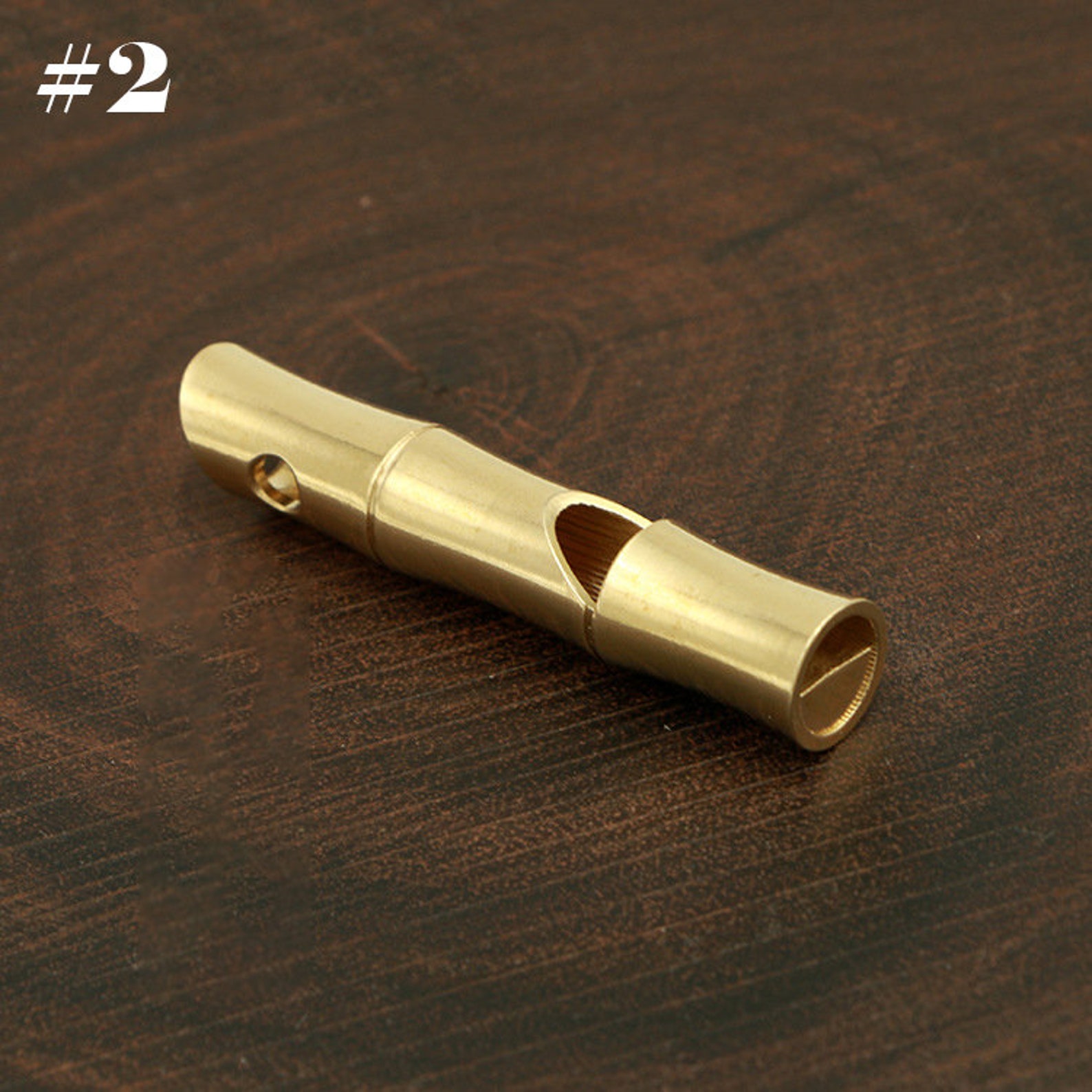 Solid Brass Pocket Whistle Fob Pendant Key Ring Keychain Outdoor EDC ...