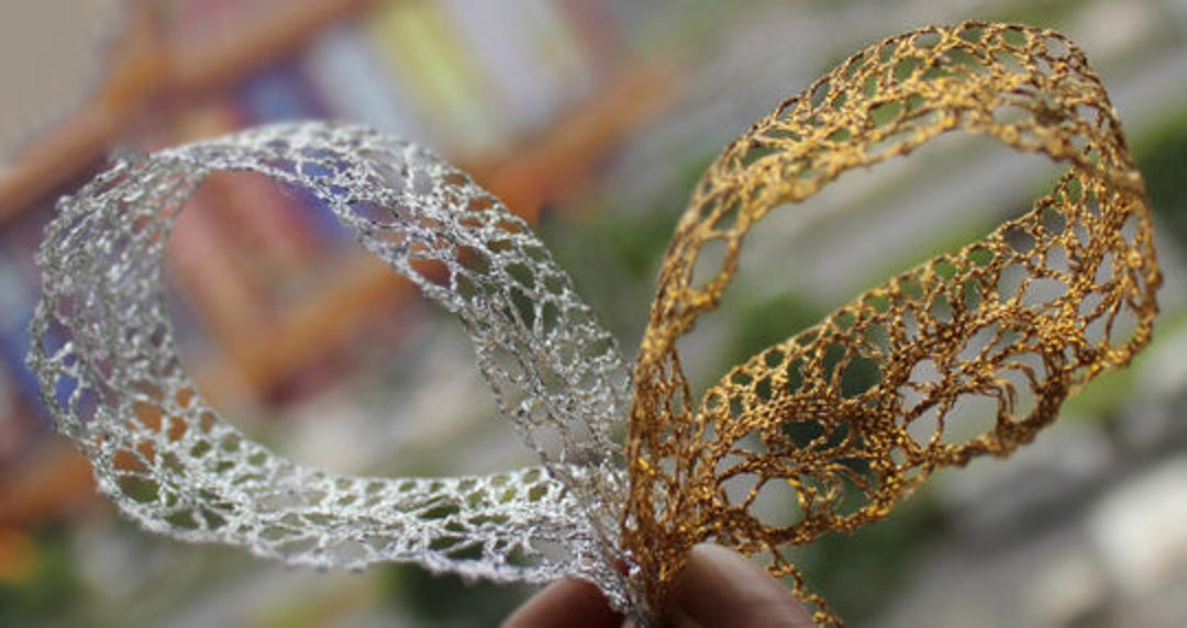 Lace Edge 30mm Trim Ribbon Metallic Sewing Gold Silver 1 3/16" Sold by ...