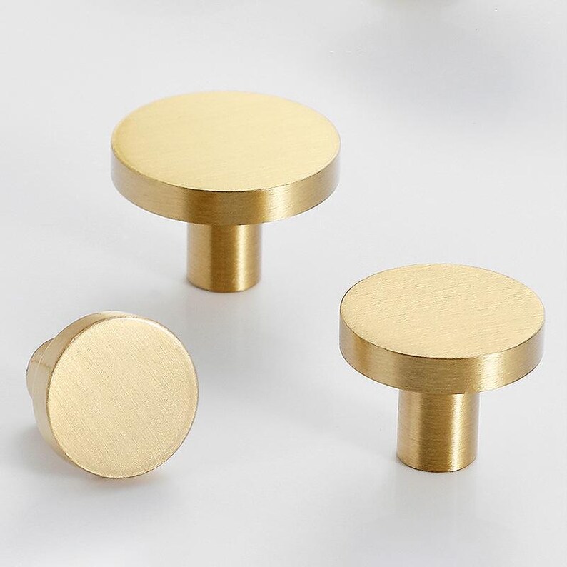 Minimalist Gold Solid Brass Cabinet Knobs Modern Brushed Brass Cone ...