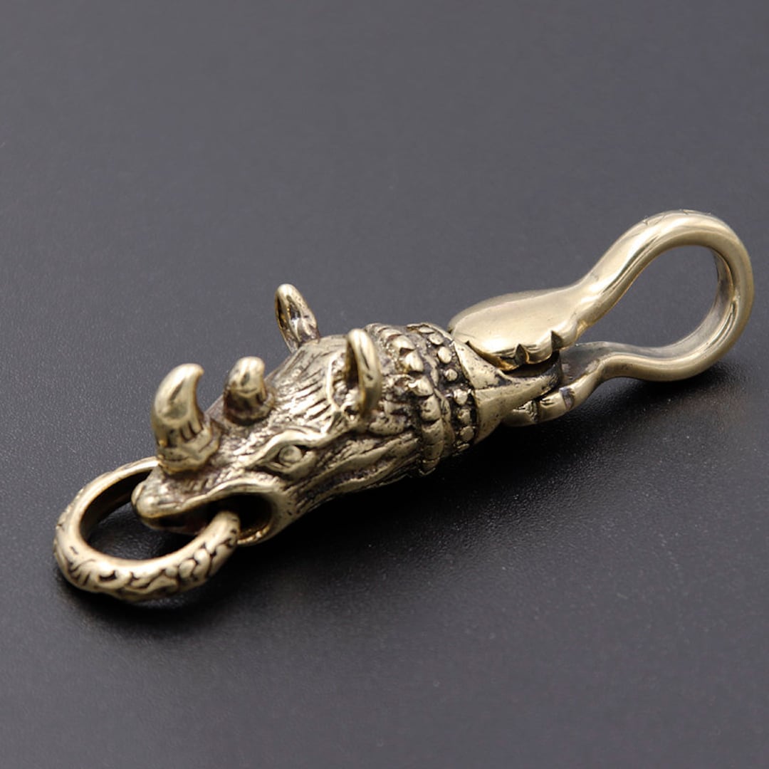 Solid Brass Rhinoceros Rhino Keychain Keyring 2 3/8 Inch Copper ...