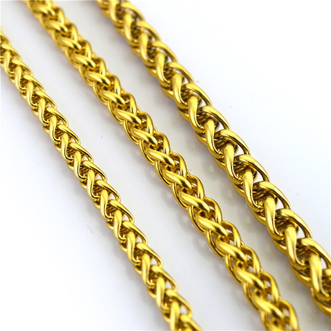 Solid Brass Wheat Spiga Rope Chain 6 8 10mm Unfinished Curb Chain Open ...
