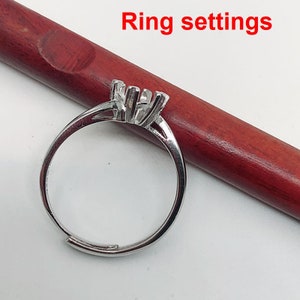 Round Diamond Ring Adjustable Setting 6.5 8 Mm Sterling Silver 925 Six ...