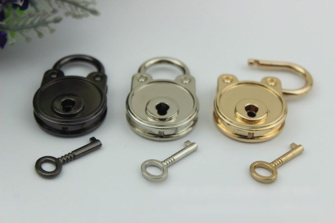 Round Padlock and Key 1 3/4" 27x45 Mm Jewelry Box Lock Small Luggage ...
