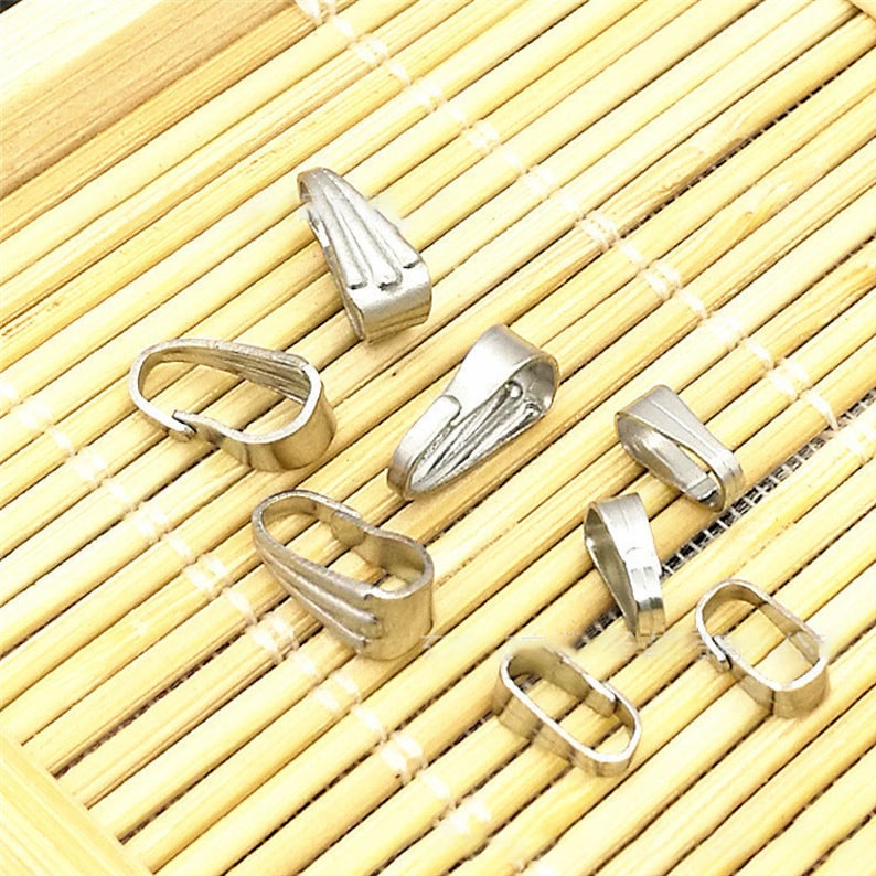 Stainless Steel Plain Snap Bail 6X2.5 9X3.9 Mm Silver Spring Pinch Clip ...