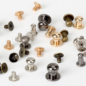 Brass Screw Stud Button 6 8 10 Mm Round Head Brown Browne Gold Bronze ...