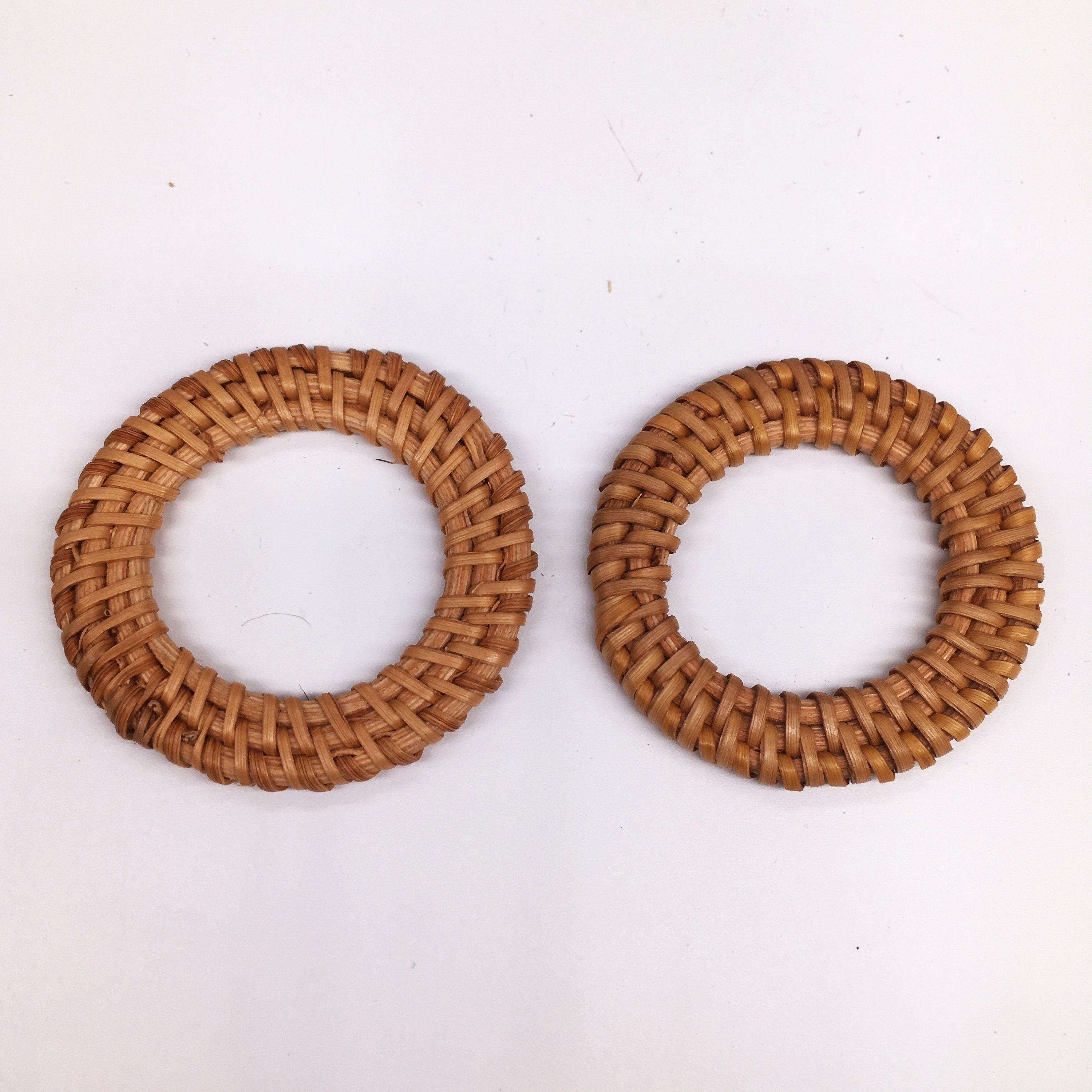 Natural Rattan Wood Earring Hoops Trendy 2021 50mm 2" Round Handmade ...