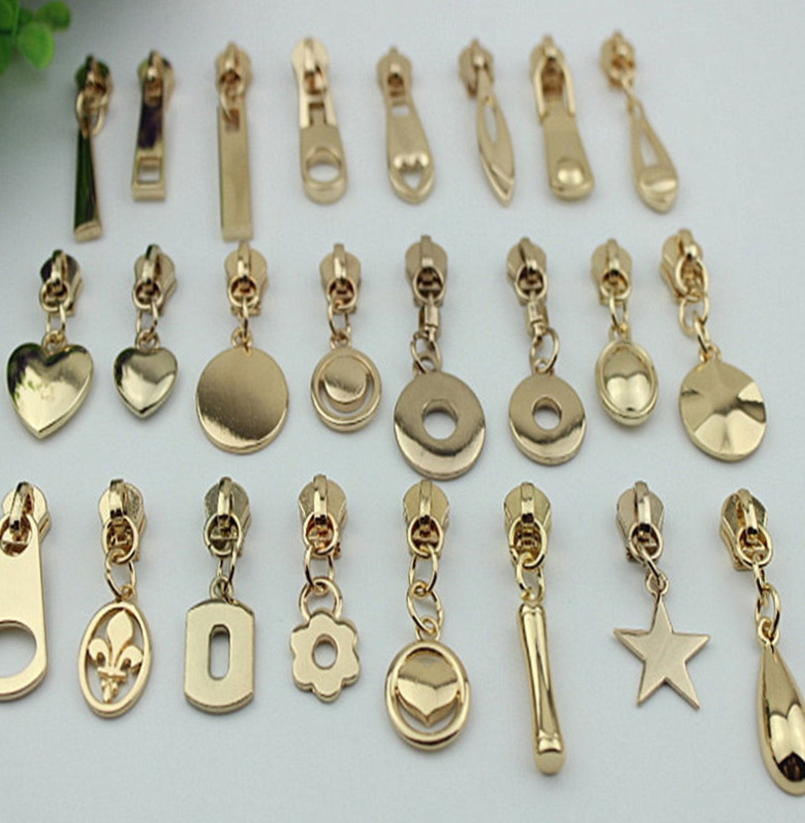 Zipper Pull Charm Slider #5 40 45 50 55 60 70 Silver Gold Black Bronze ...