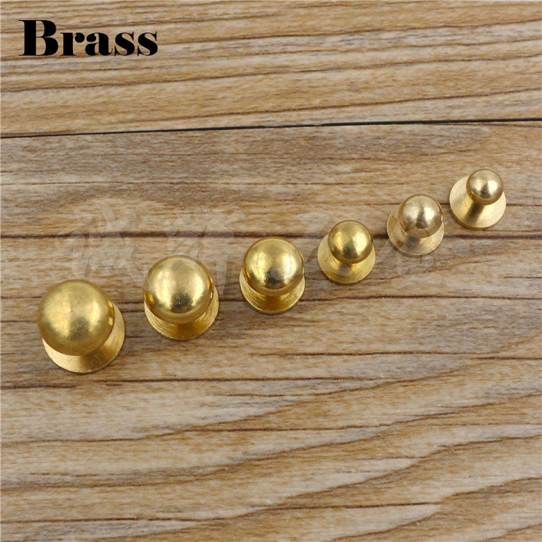 Screw Stud Button 6-12mm 1/4-1/2" Sam Brown Browne Solid Brass Round ...