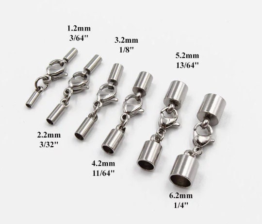 Stainless Leather Cord End Cap With Lobster Claw Clasp Connector ...