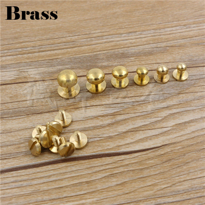 Screw Stud Button 6-12mm 1/4-1/2" Sam Brown Browne Solid Brass Round ...