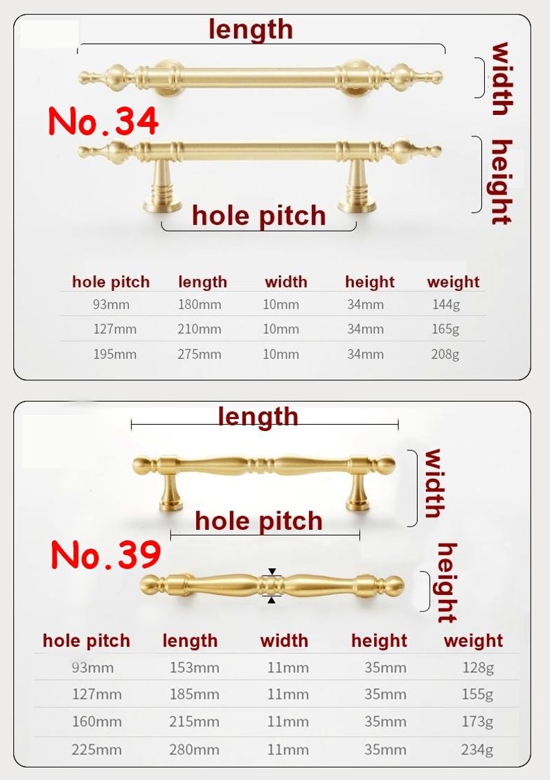 Luxury Gold Solid Brass Cabinet Knobs Pulls Handles Baroque Vintage Art Deco Kitchen Dresser ...