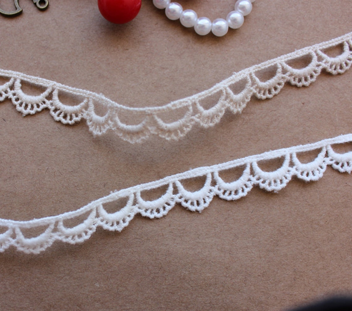 White Narrow Crochet Lace Trim 10mm 3/8 Scallop Apparel | Etsy