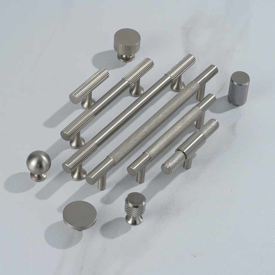 MCM Steel Color Brass Drawer Pulls Knobs Handles Mid Century Modern ...