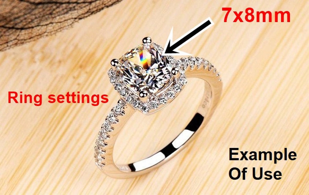Ring Setting Blank 7x8mm 1pc 925 Sterling Silver CZ Semi Mount for 1 ...