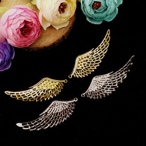 Large Filigree Angel Wings 24x70/37x110mm Charm Pendant Antique Bronze ...