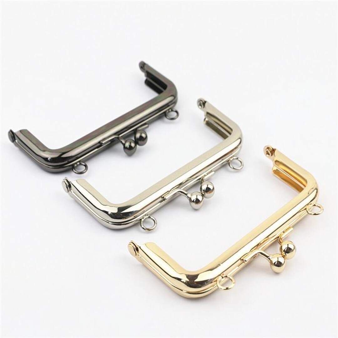 Clip Rounded Corners Frame Purse Handles 4" 100mm Lock Buckle Gold ...