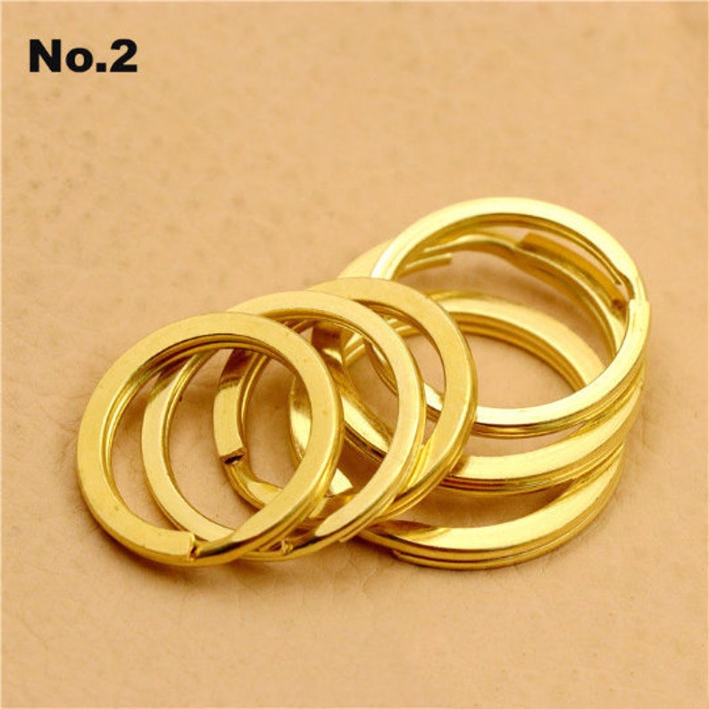 Round Flat Split Key Ring Solid Brass Hang Chain Hook DIY Craft ...