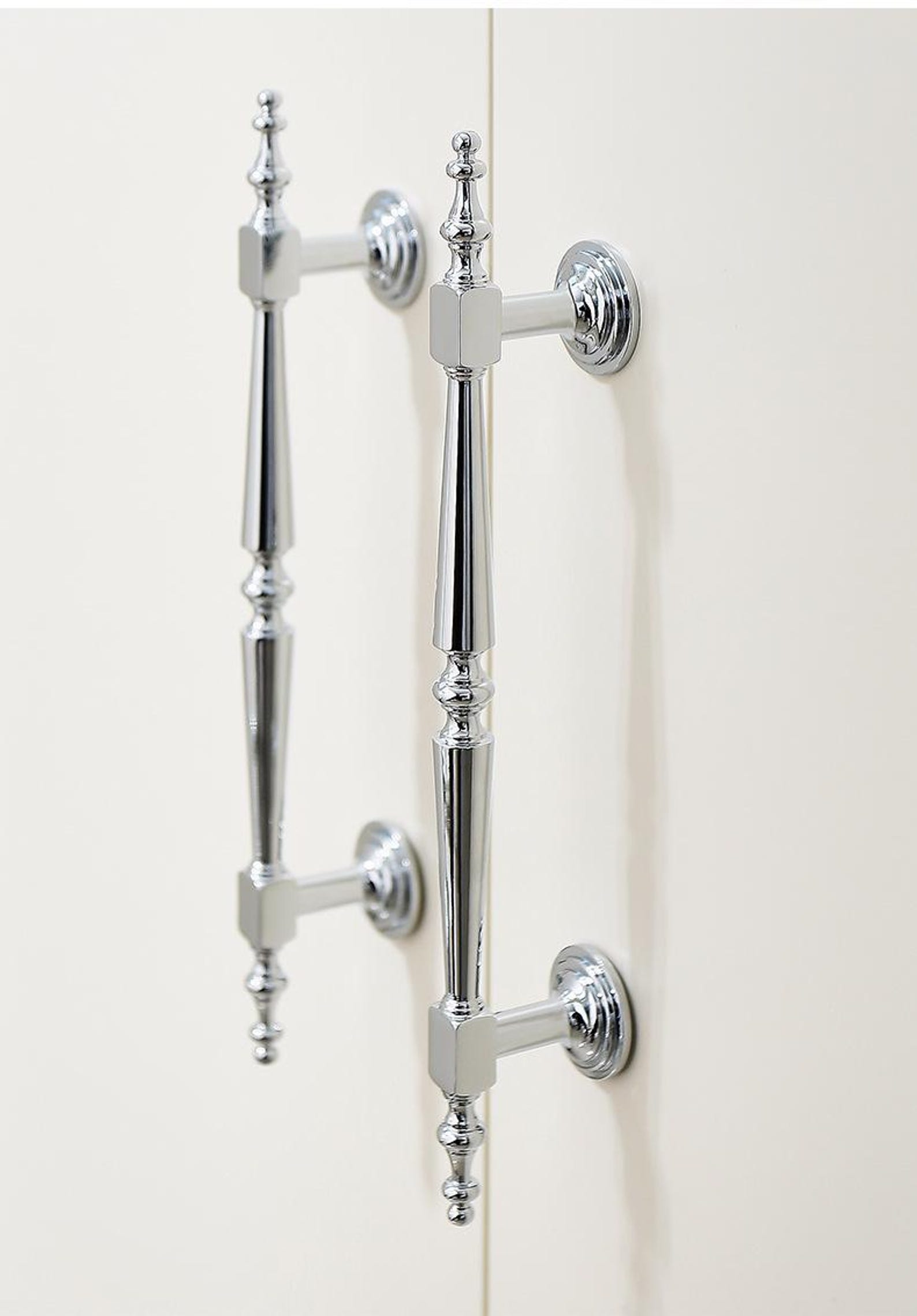 Classic Chrome Cabinet Handles Art Deco Victorian Silver Drawer Cups ...