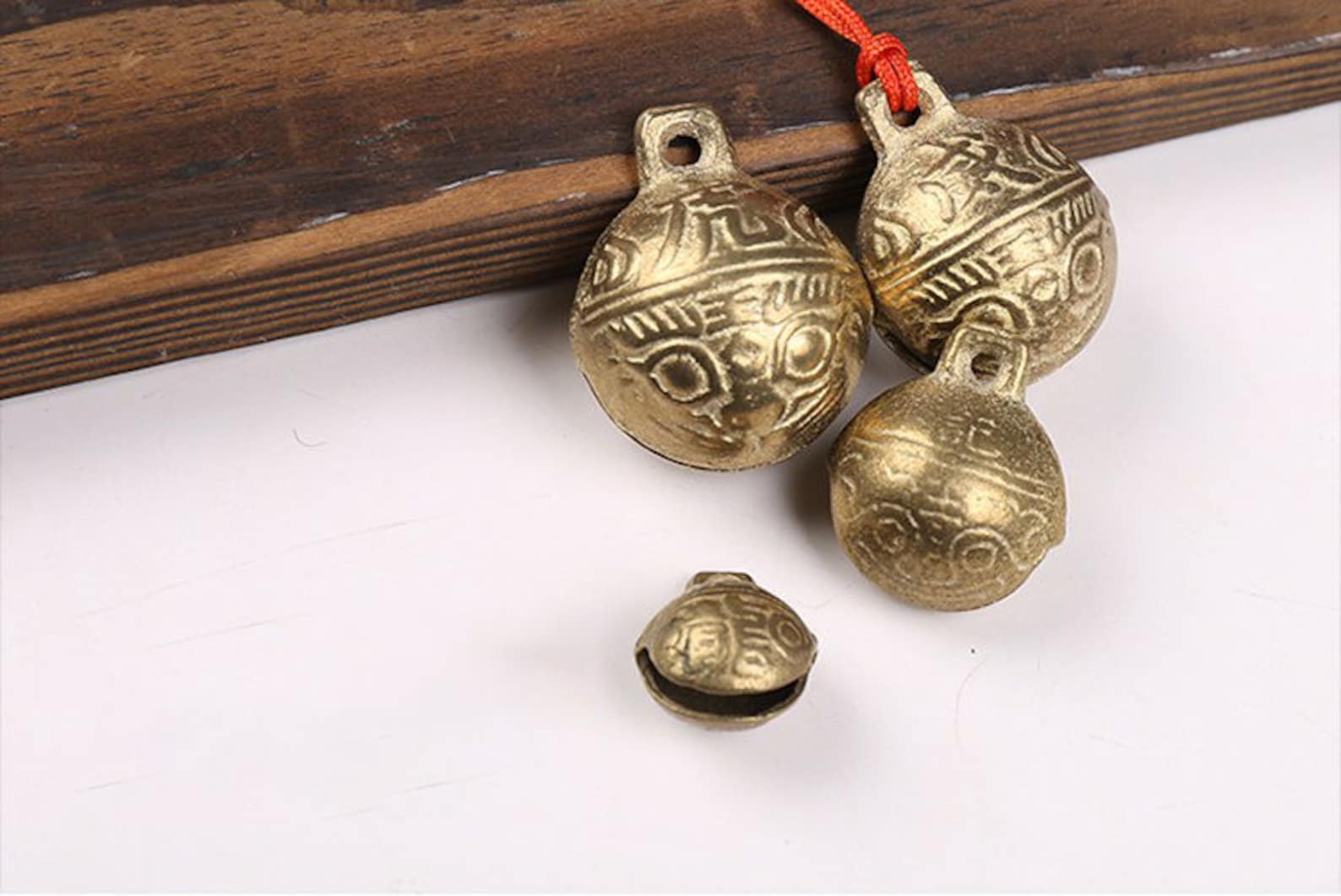 Solid Brushed Brass Jingle Bell Head Hanging Nepal Tribal Wind | Etsy