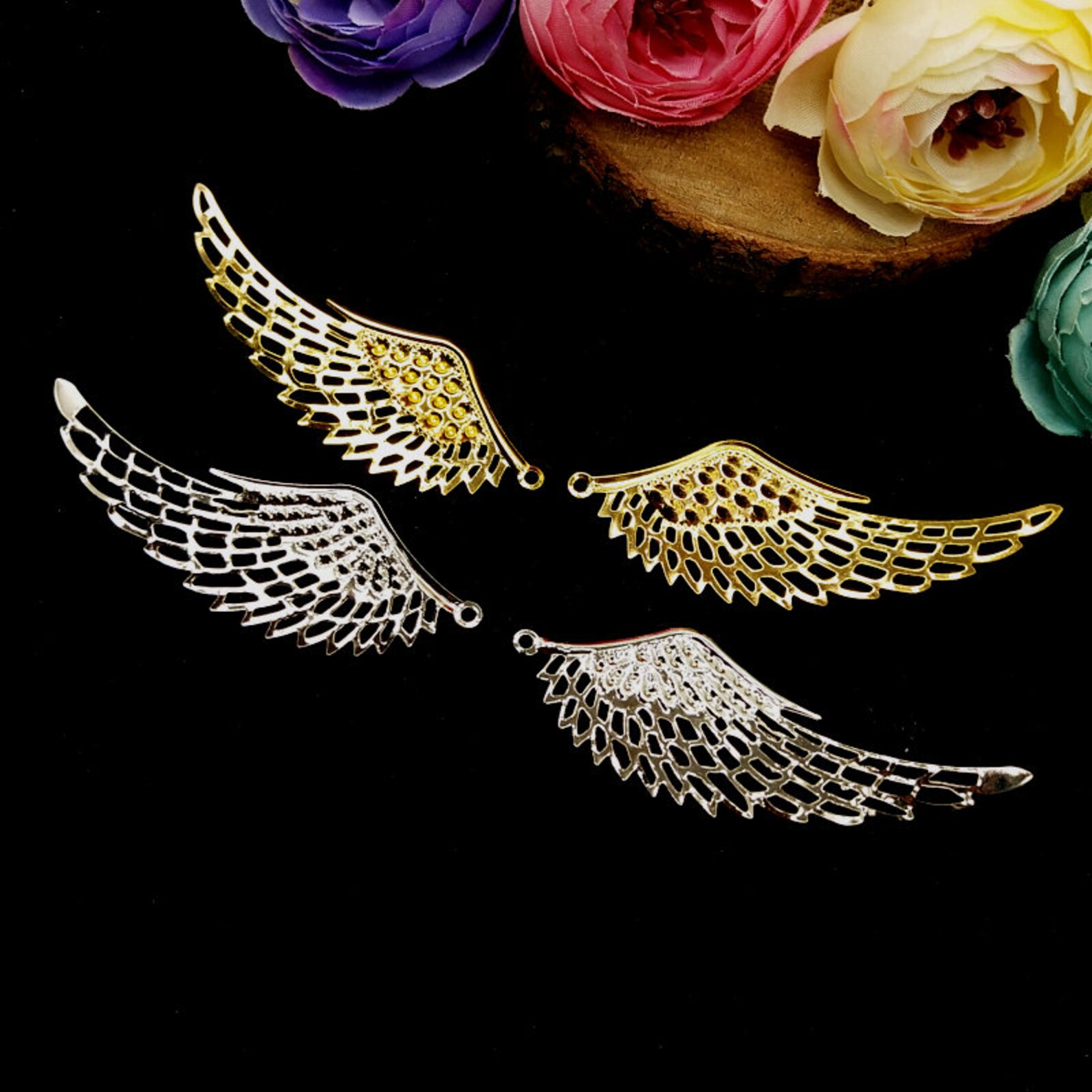 Large Filigree Angel Wings 24x70/37x110mm Charm Pendant - Etsy