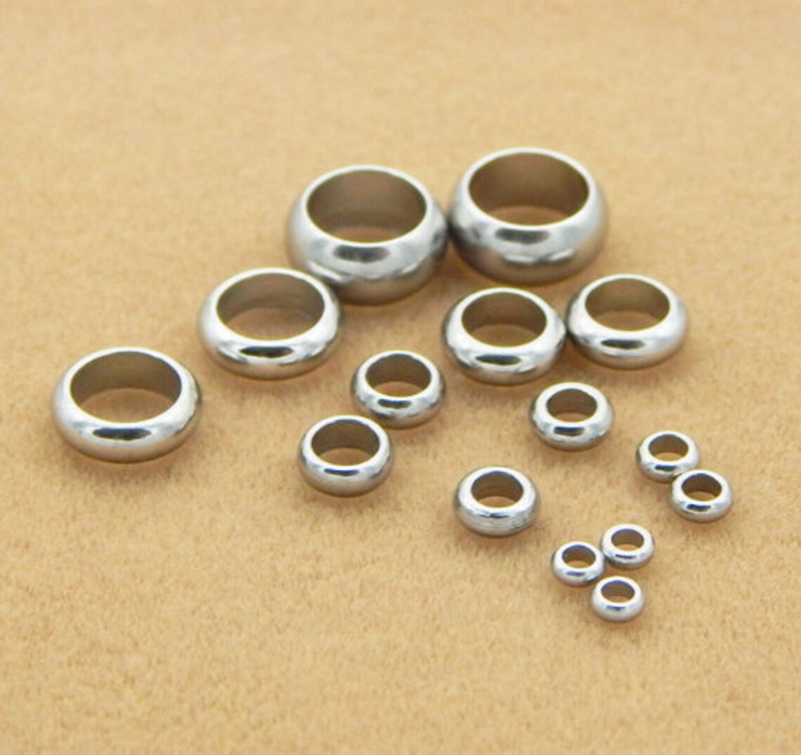 Stainless Large Hole Spacer Beads Surgical Steel Grey Silver - Etsy