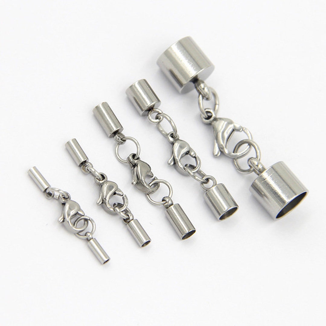 Sterling Silver Tube Cord Leather Chain Glue End Cap/tips 1-5mm Lobster ...