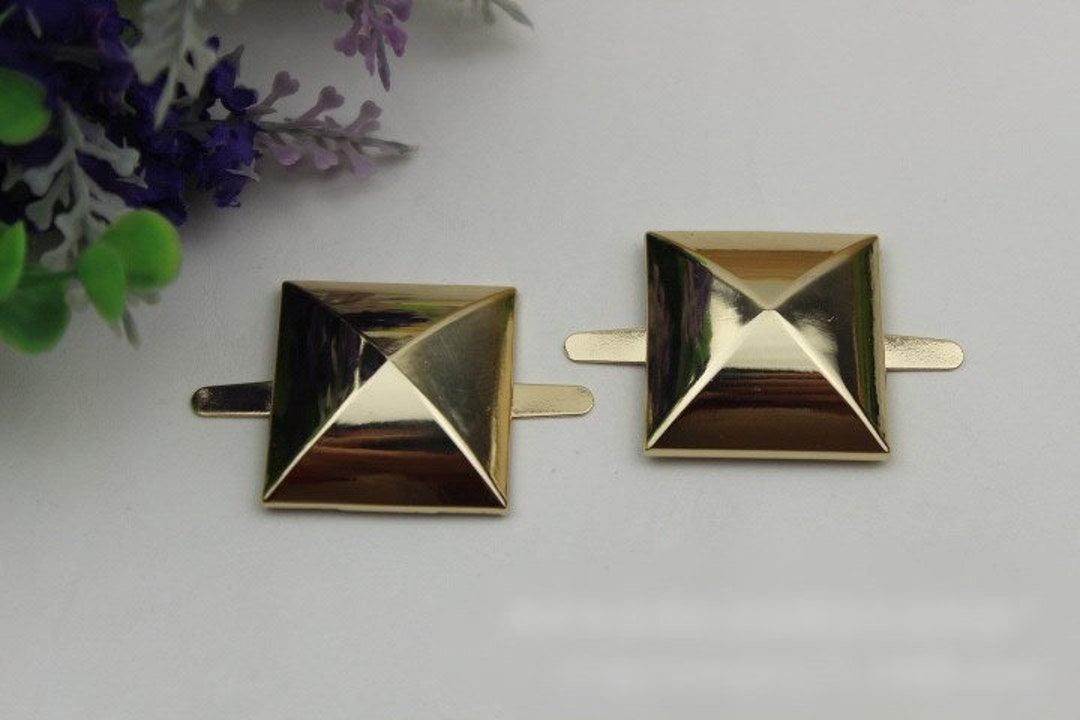 Metal Purse Charm Label Pyramid Square 30mm Gold Hardware Leather Bag ...