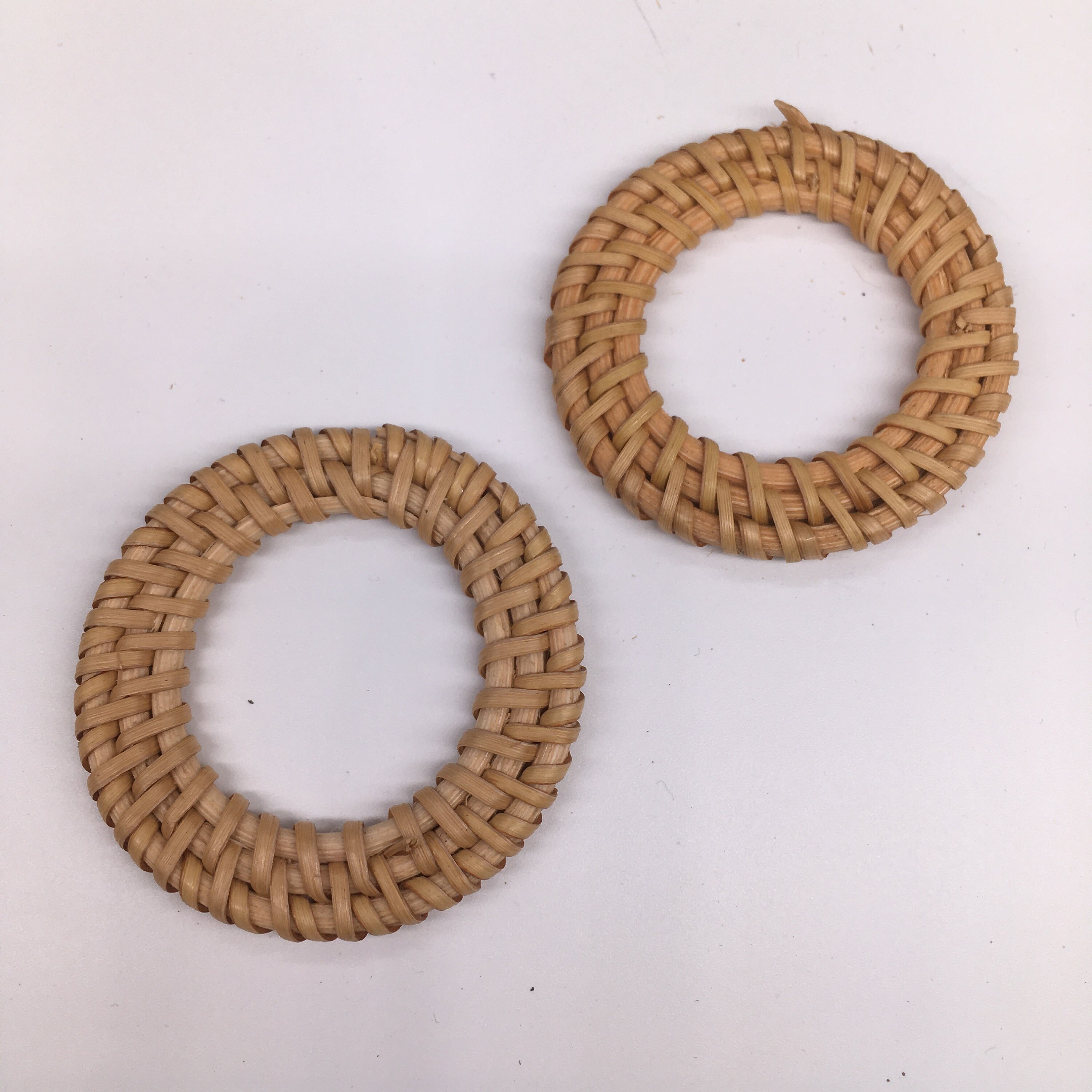 Natural Rattan Wood Earring Hoops Trendy 2021 50mm 2" Round Handmade ...