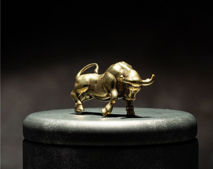 Solid Brass Old Fighting Bull Mini Figurine Concho Pendant Charm Decor ...