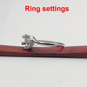 Round Diamond Ring Adjustable Setting 6.5 8 Mm Sterling Silver 925 Six ...