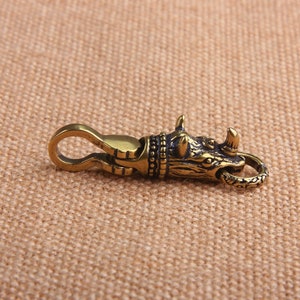 Solid Brass Rhinoceros Rhino Keychain Keyring 2 3/8 Inch Copper ...