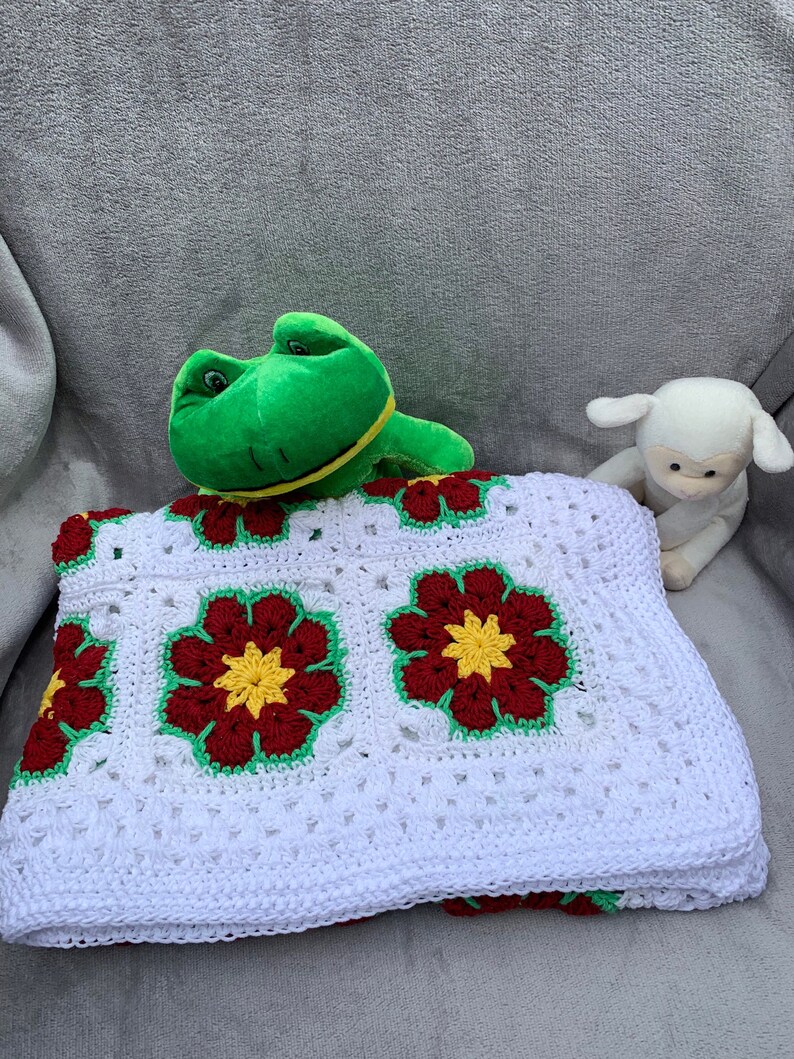 Crochet Receiving Blanket, African Flower, Granny Square - Etsy